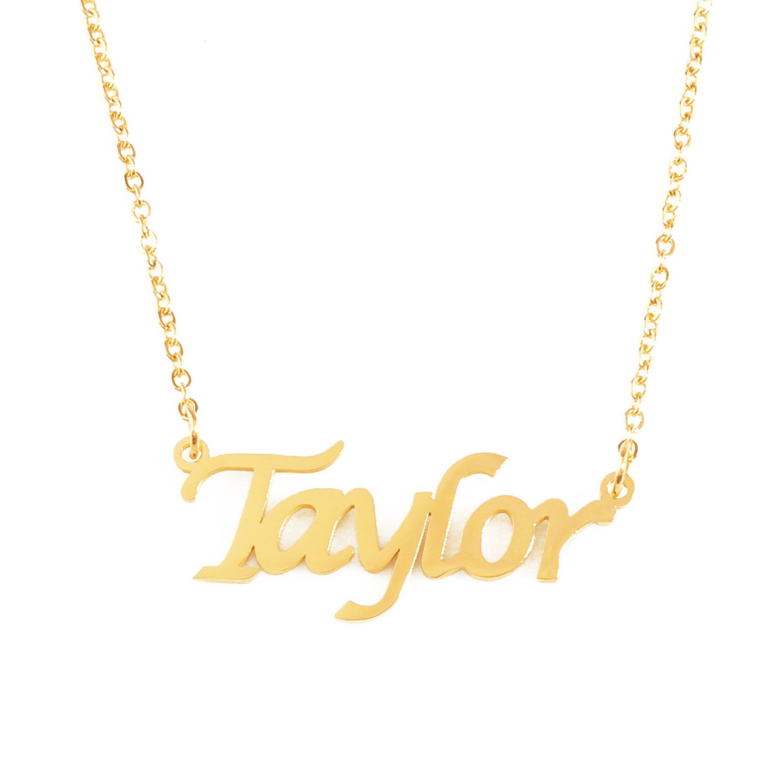 TAYLOR - Name Necklace 18ct Gold Plated - Free Gift Box & Bag ...