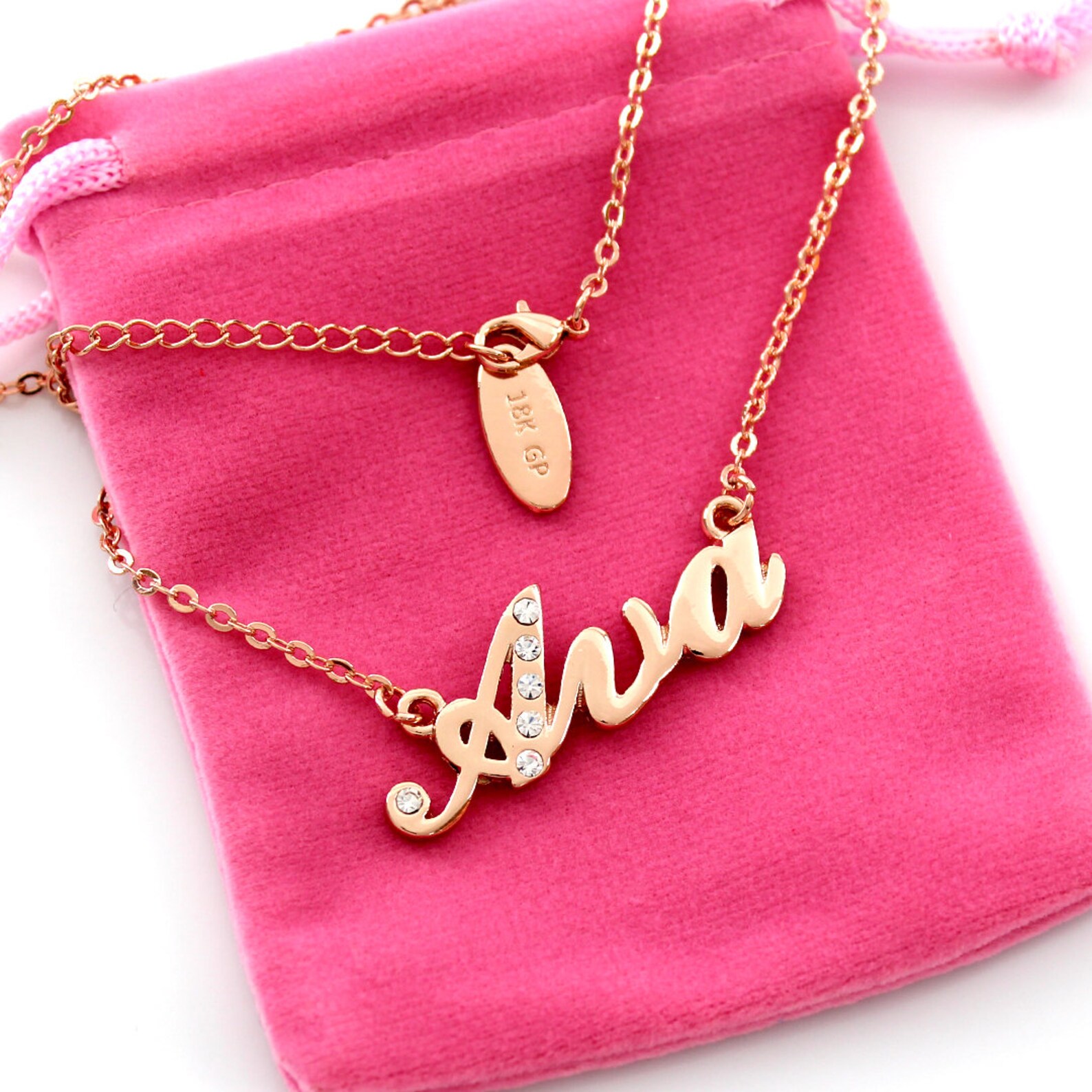 AVA 18K Rose Gold Plated Name Necklace With Swarovski Elements Inc ...
