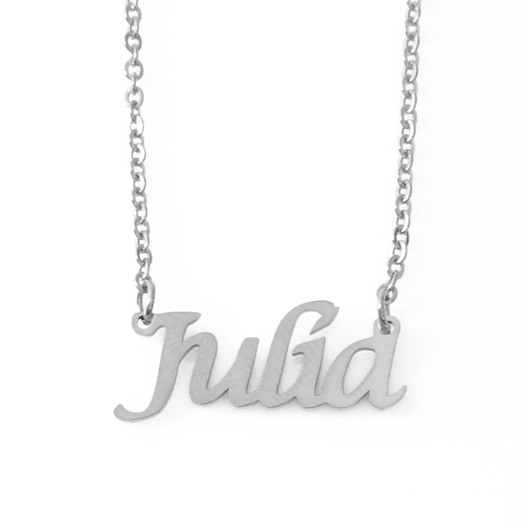 Name Necklace Julia silver Tone Custom Name Necklace - Etsy