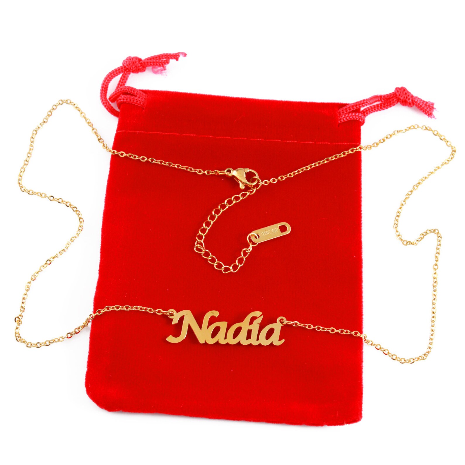 NADIA - Name Necklace Stainless Steel / 18ct Gold Plated - Free Gift ...