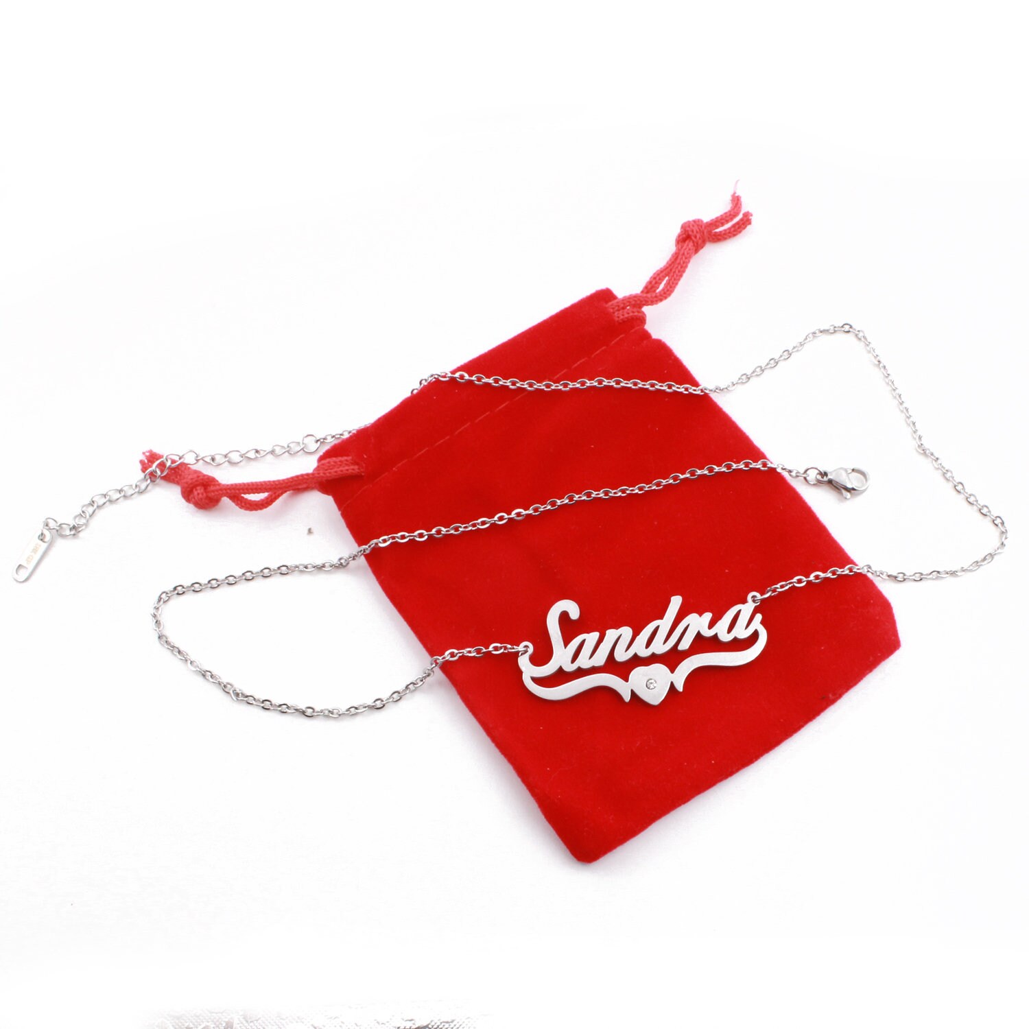 Name Necklace SANDRA Personalized Custom Made Heart Shaped | Etsy