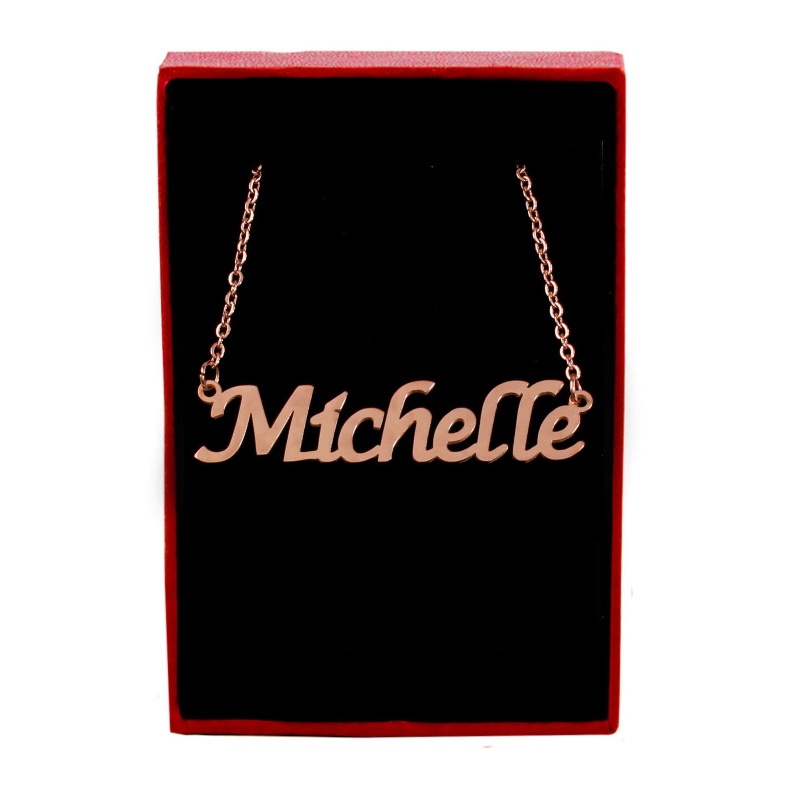 MICHELLE Rose Gold Personalized Name Necklace Free Gift Box & Bag - Etsy