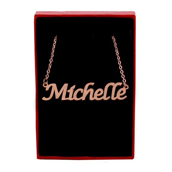 MICHELLE Rose Gold Personalized Name Necklace Free Gift | Etsy