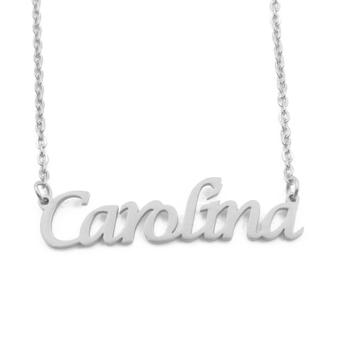 Carolina Silver Tone Name Necklace Personalized Jewellery - Etsy
