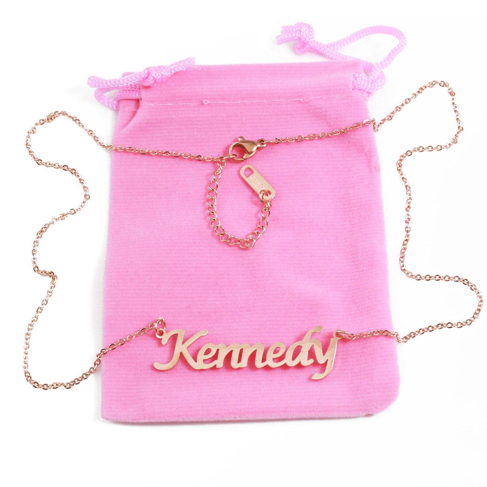 KENNEDY Rose Gold Personalized Name Necklace Free Gift Box & Bag - Etsy