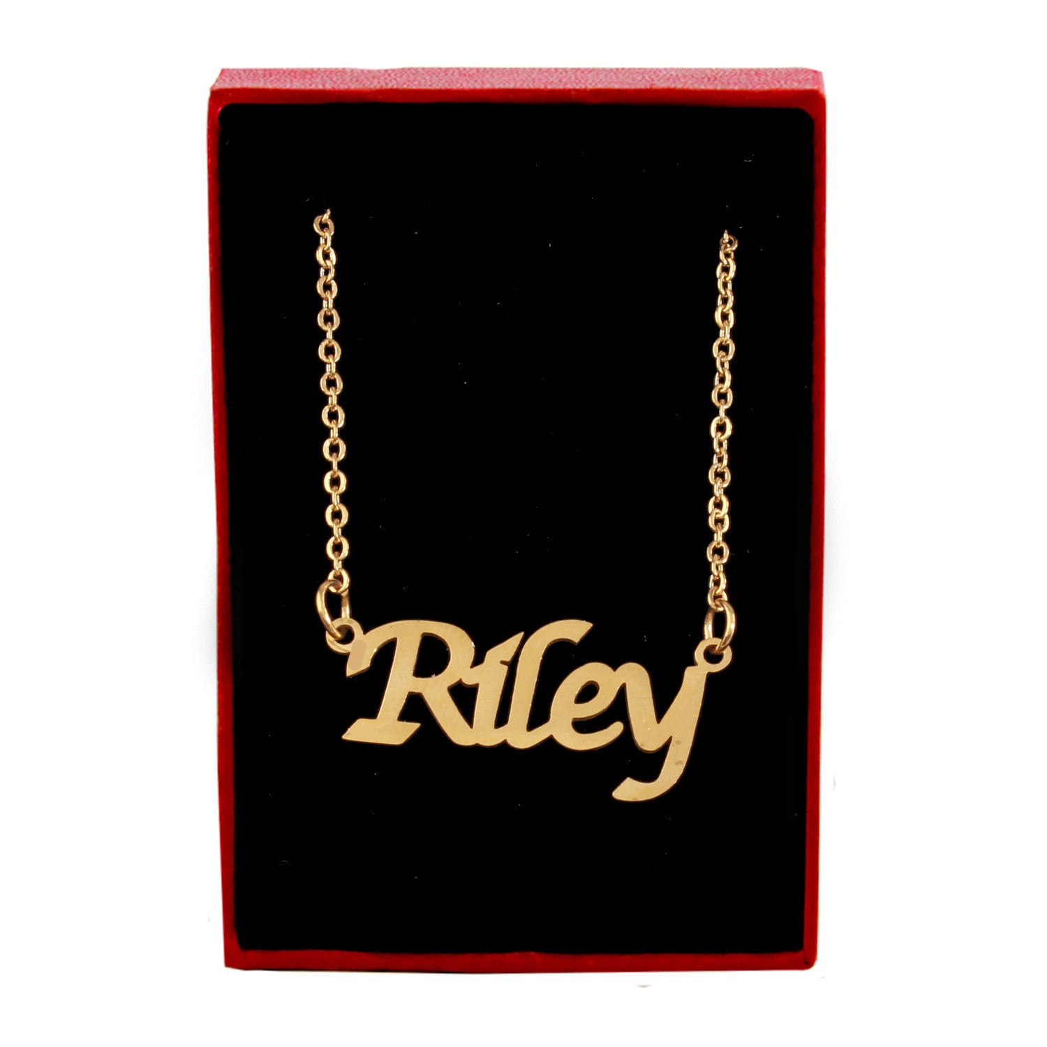 RILEY Name Necklace Stainless Steel / 18ct Gold Plated - Etsy