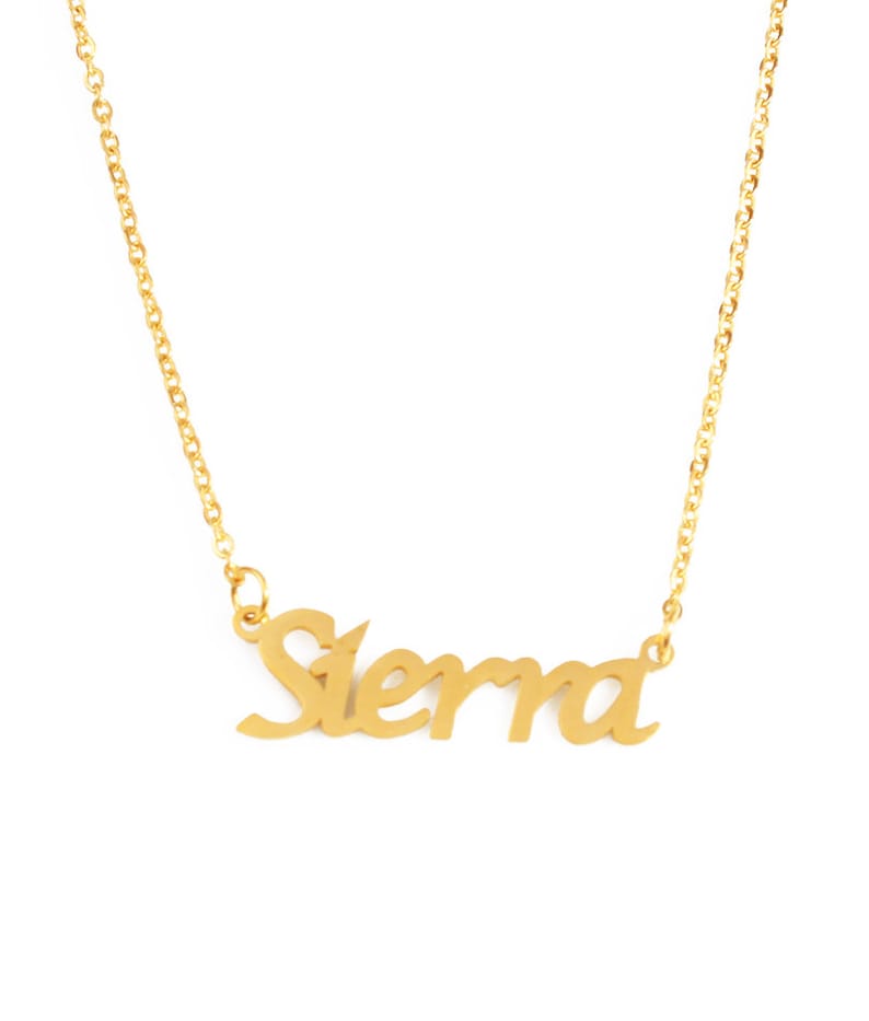 SIERRA - Name Necklace 18ct Gold Plated - Free Gift Box & Bag ...