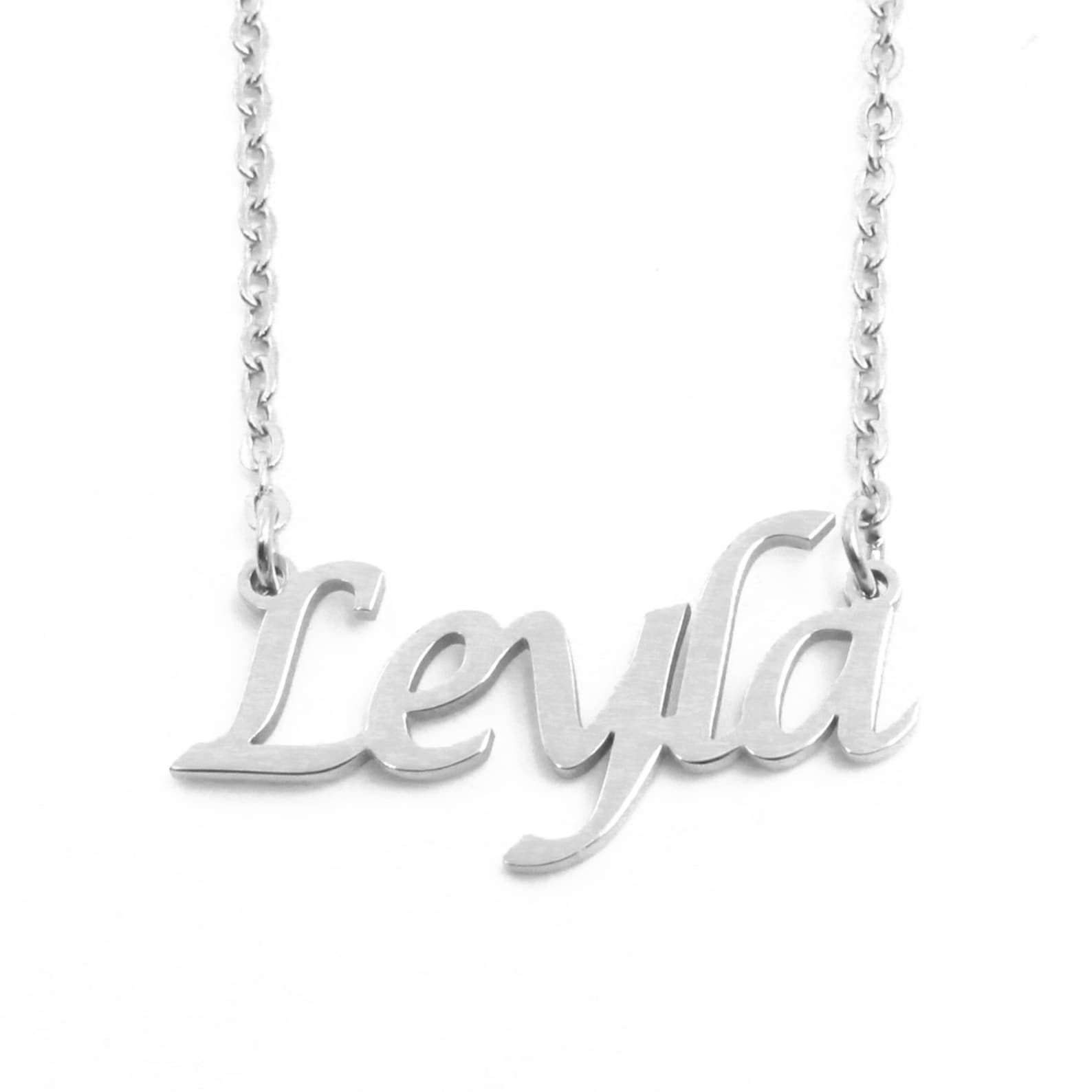 Leyla Silver Tone Name Necklace Personalized Jewellery - Etsy UK