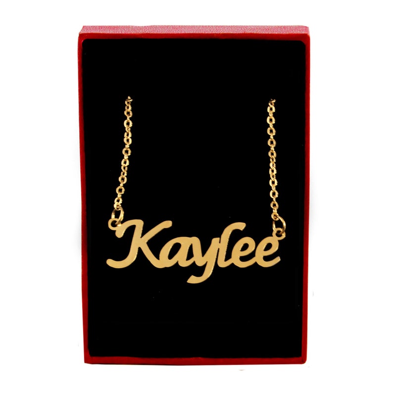 Kaylee - Name Necklace 18ct Gold Plated - Free Gift Box & Bag ...