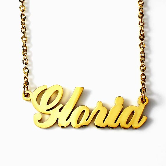 GLORIA Gold Tone Name Necklace Personalized Jewellery | Etsy