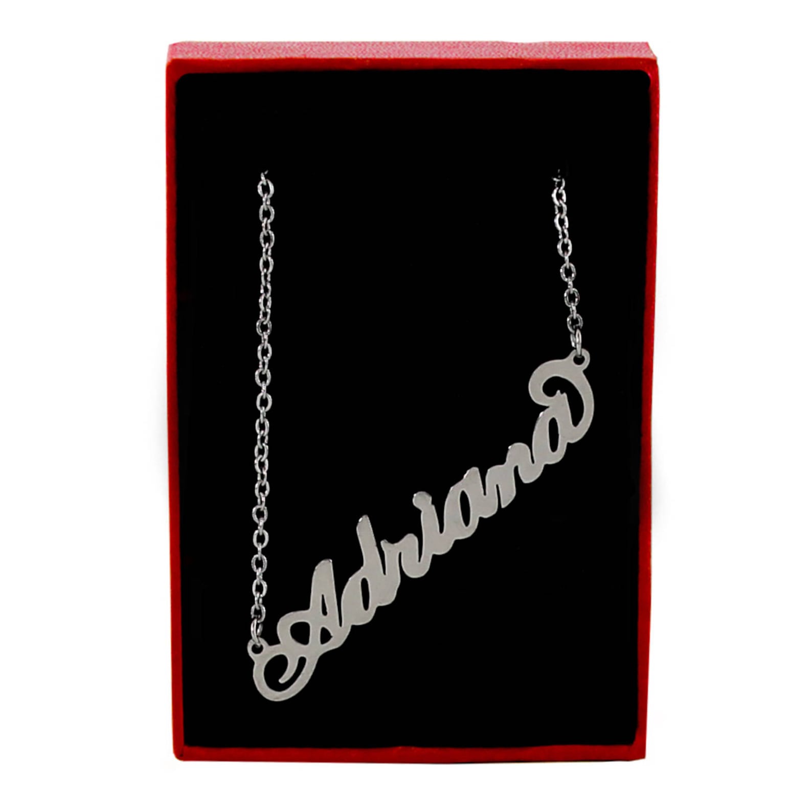 ADRIANA Italic Silver Tone Name Necklace Personalized Jewelery Free ...