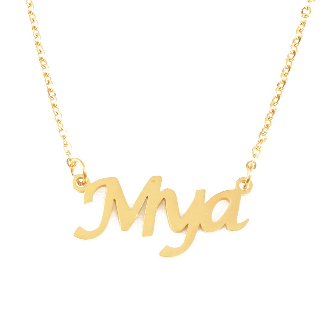 MYA - Name Necklace Stainless Steel / 18ct Gold Plated - Free Gift Box ...