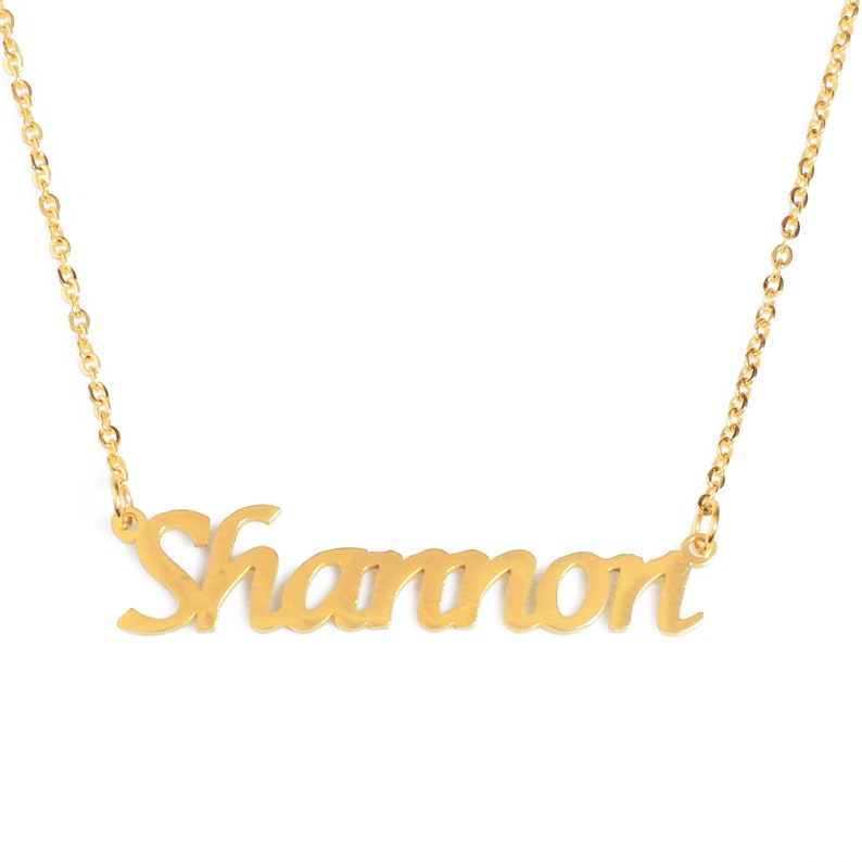SHANNON Name Necklace 18ct Gold Plated Free Gift Box & Bag Personalized ...