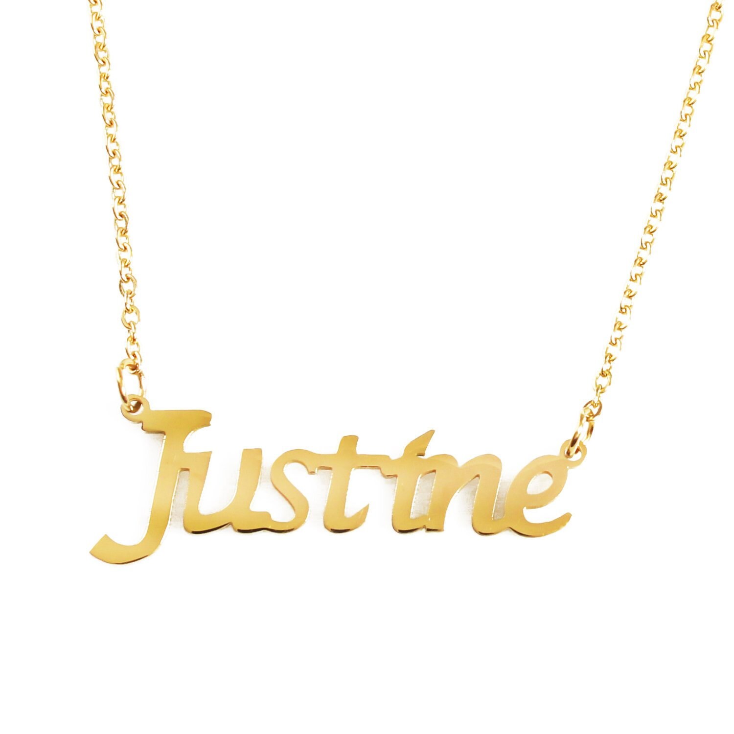 JUSTINE Personalized Name Necklace 18ct Rose - Etsy