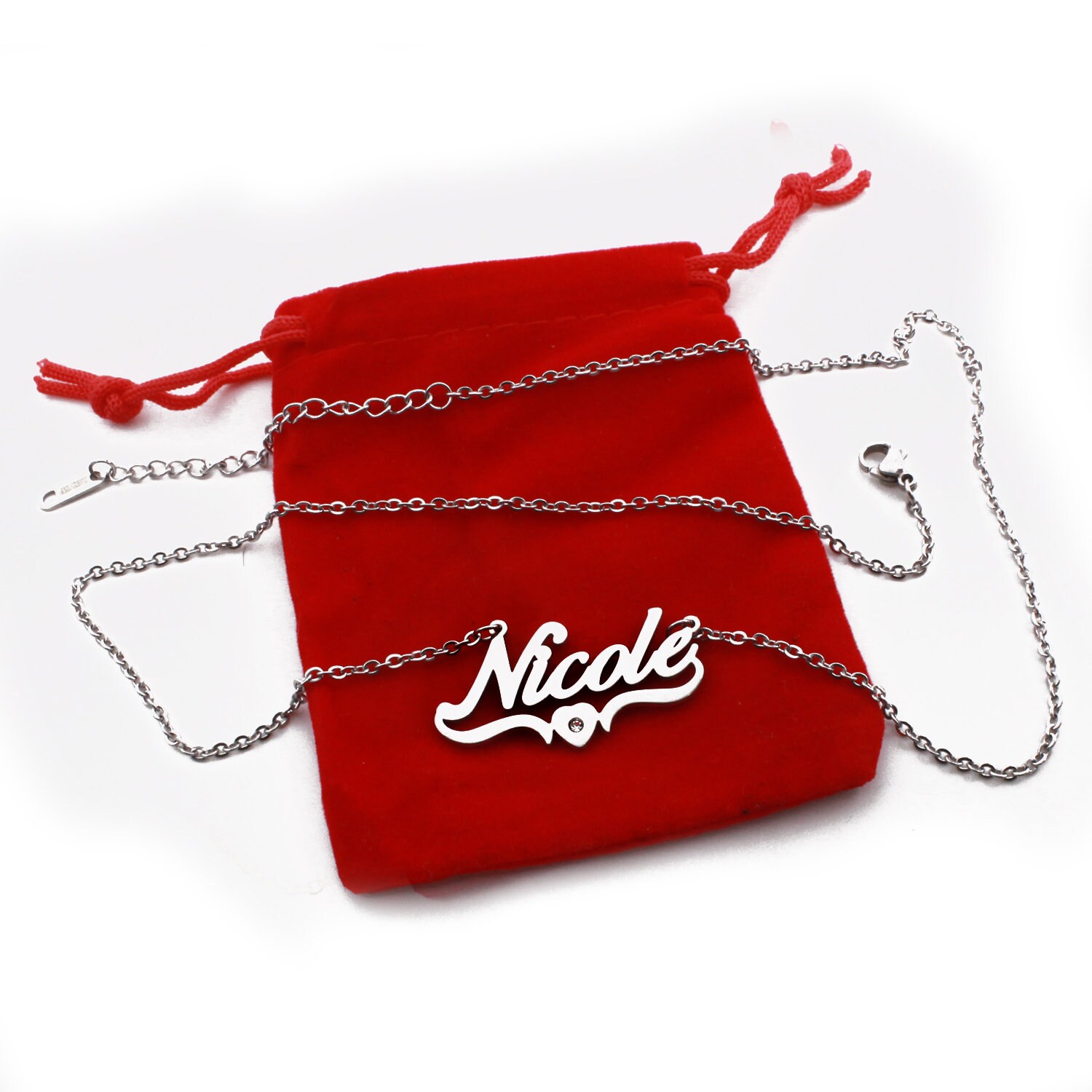 Name Necklace NICOLE Personalized Custom Made Heart Shaped - Etsy