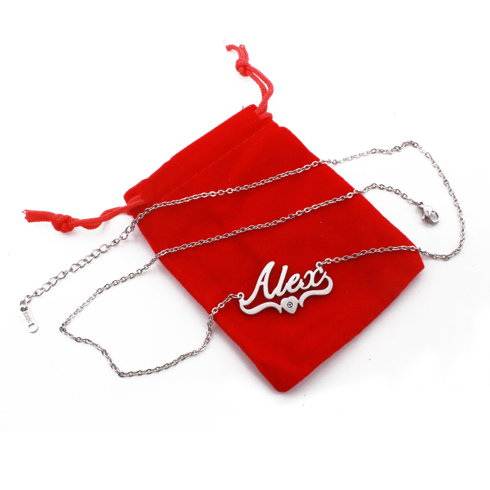 Name Necklace ALEX Personalized Custom Made Heart Shaped - Etsy