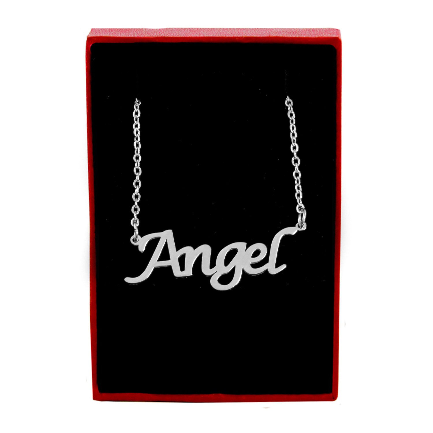 ANGEL 18ct Personalised Name Necklace Rose Gold/gold/silver Free Gift ...
