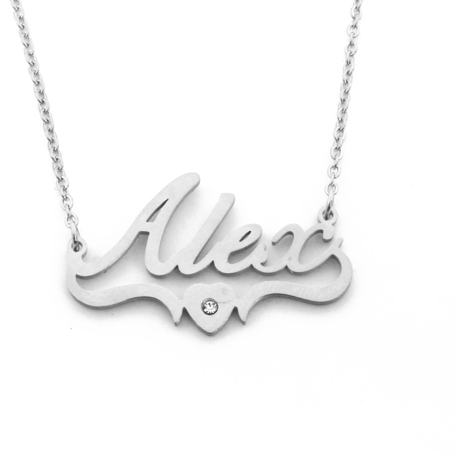 Name Necklace ALEX Personalized Custom Made Heart Shaped - Etsy
