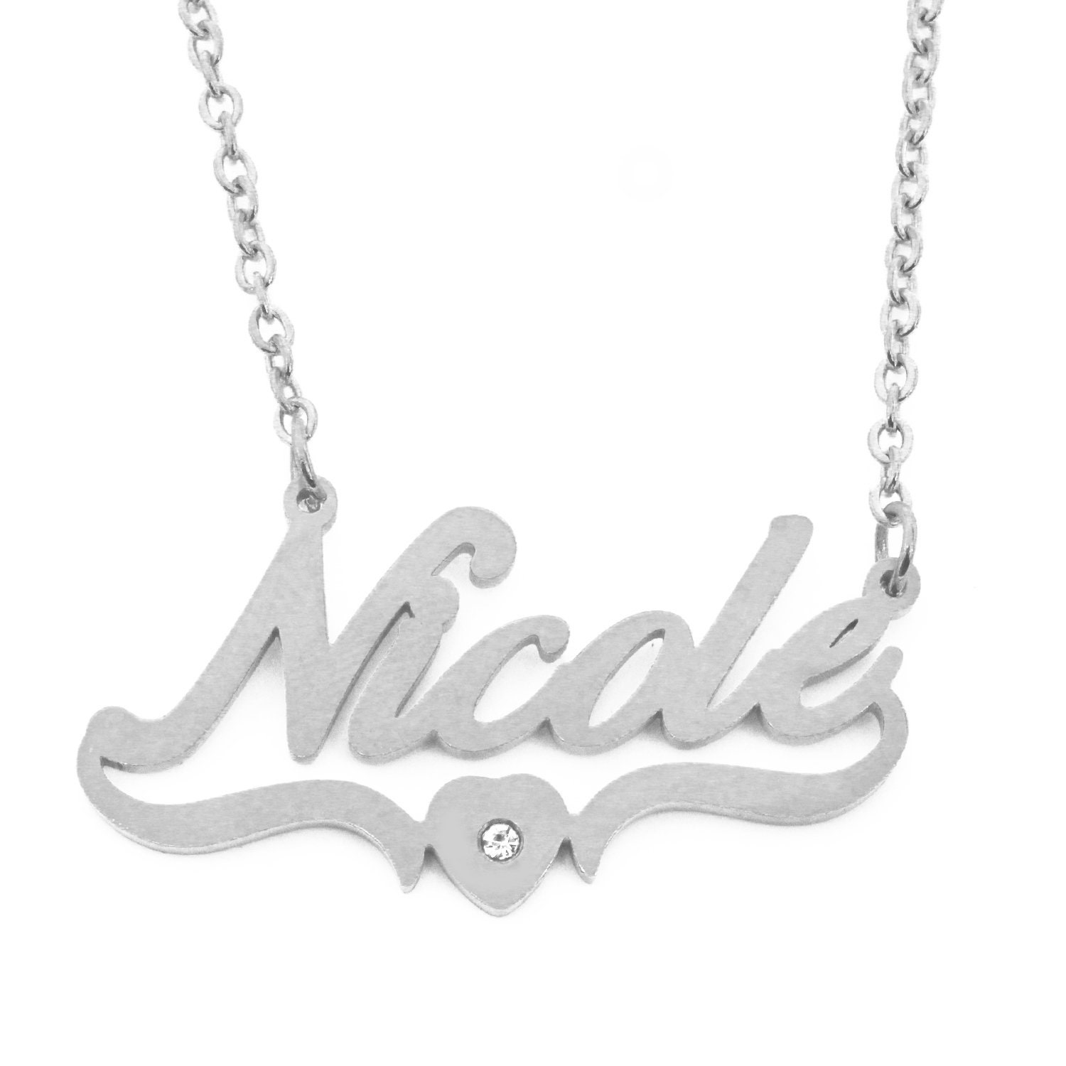Name Necklace NICOLE Personalized Custom Made Heart Shaped - Etsy