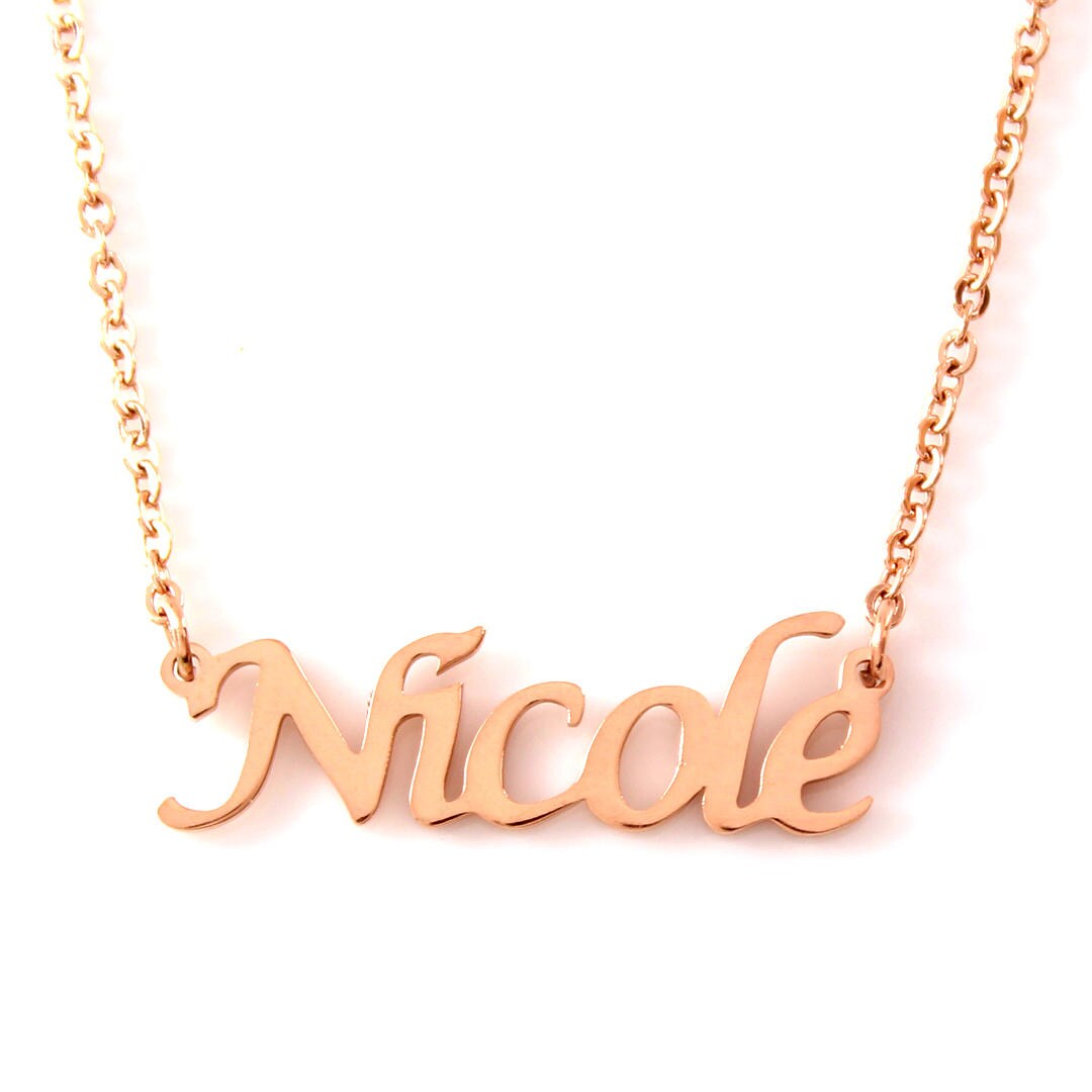 NICOLE Rose Gold Name Necklace Personalized Jewellery - Etsy