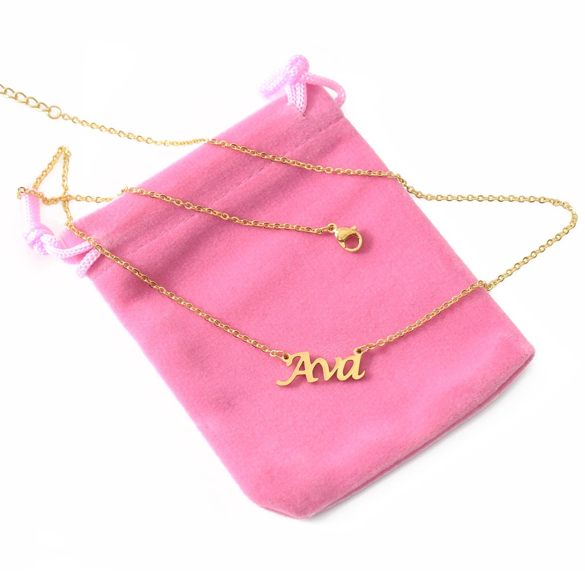 AVA - Gold Name Necklace - Personalized Jewellery - Free Gift Box & Bag ...