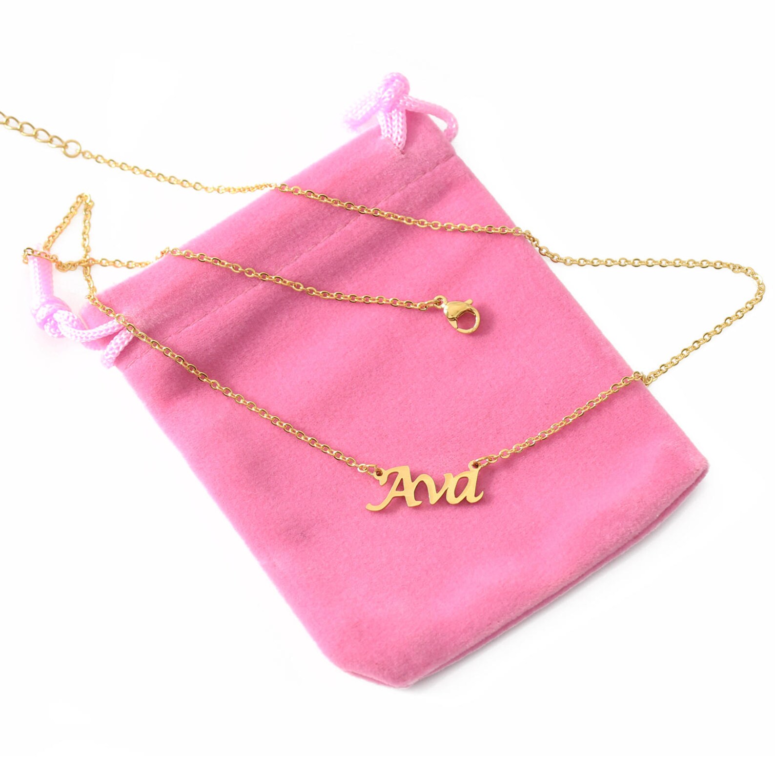 AVA - Gold Name Necklace - Personalized Jewellery - Free Gift Box & Bag ...