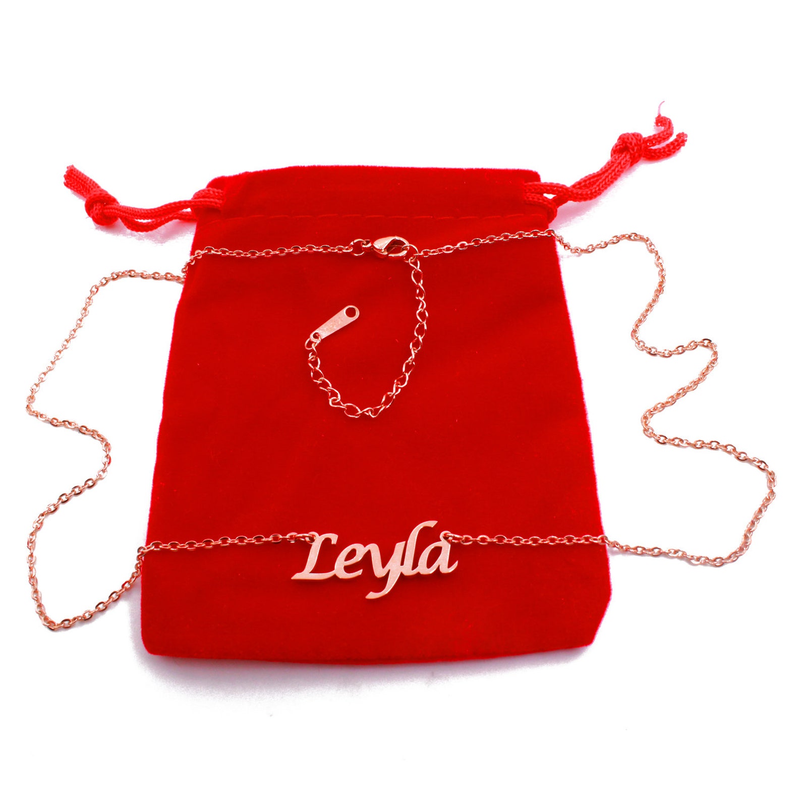 Leyla Rose Gold Name Necklace Personalized Jewellery Free - Etsy