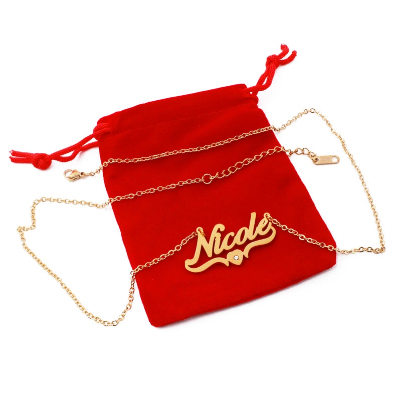 Name Necklace NICOLE - Personalized Custom Made Heart Shaped - 18ct ...