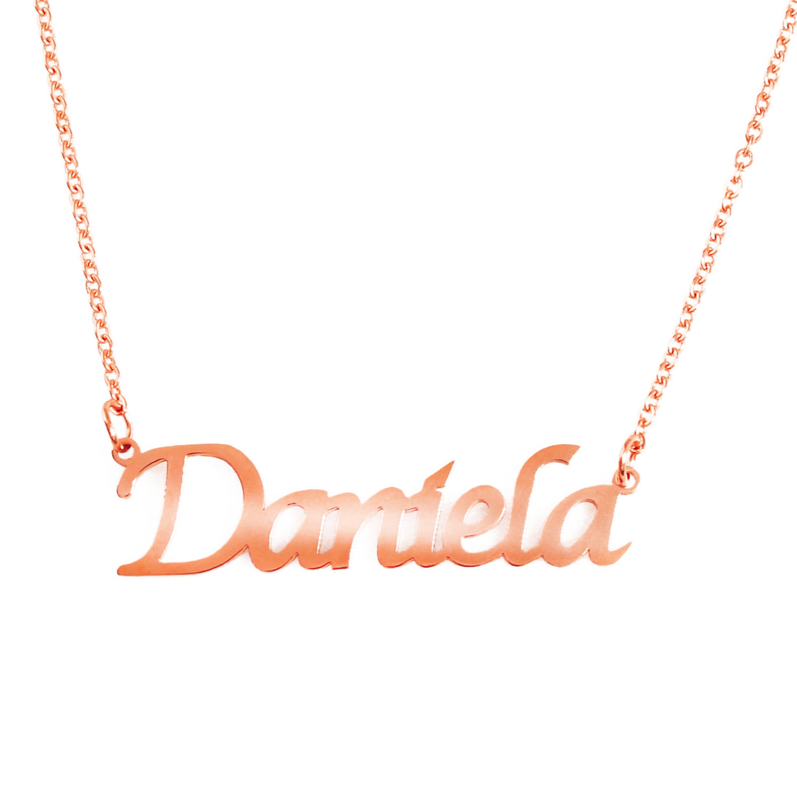 DANIELA Personalized Name Necklace 18ct Rose Gold/gold/silver Free Gift ...