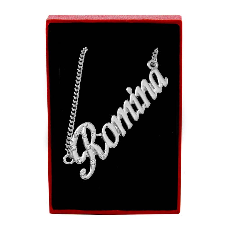 Romina Name Necklace Chain Pendant Fashionable Jewellery Personalised ...