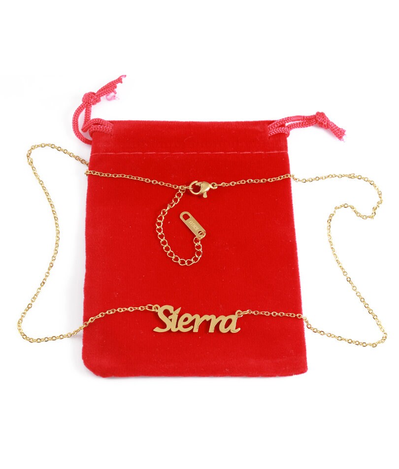 SIERRA - Name Necklace 18ct Gold Plated - Free Gift Box & Bag ...