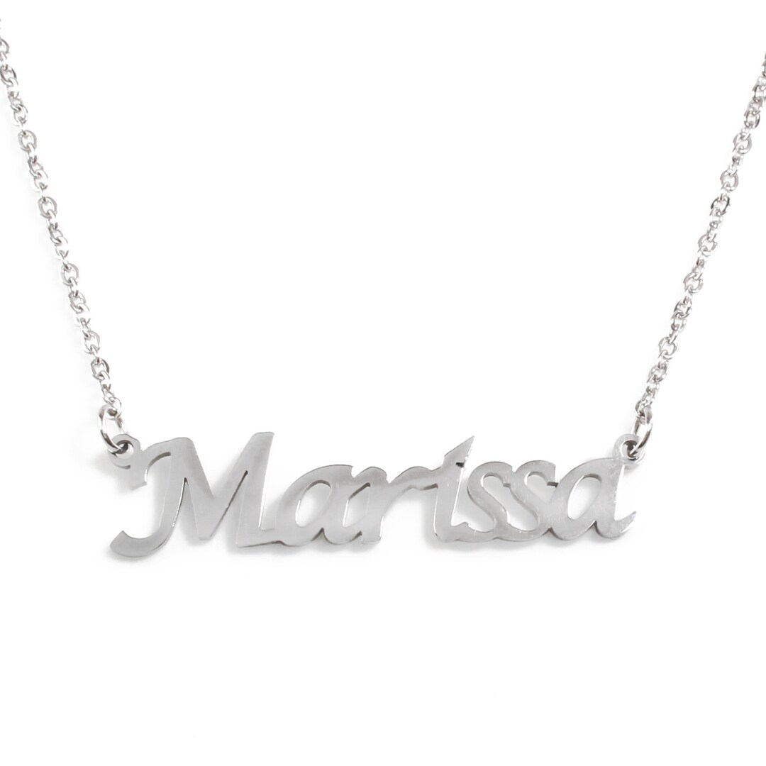 MARISSA Silver Tone Name Necklace Personalized Jewelery Free Gift Box ...