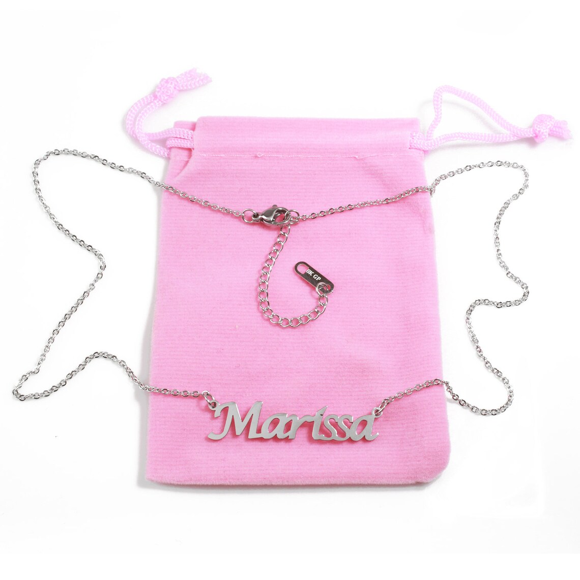 MARISSA Silver Tone Name Necklace Personalized Jewelery Free Gift Box ...