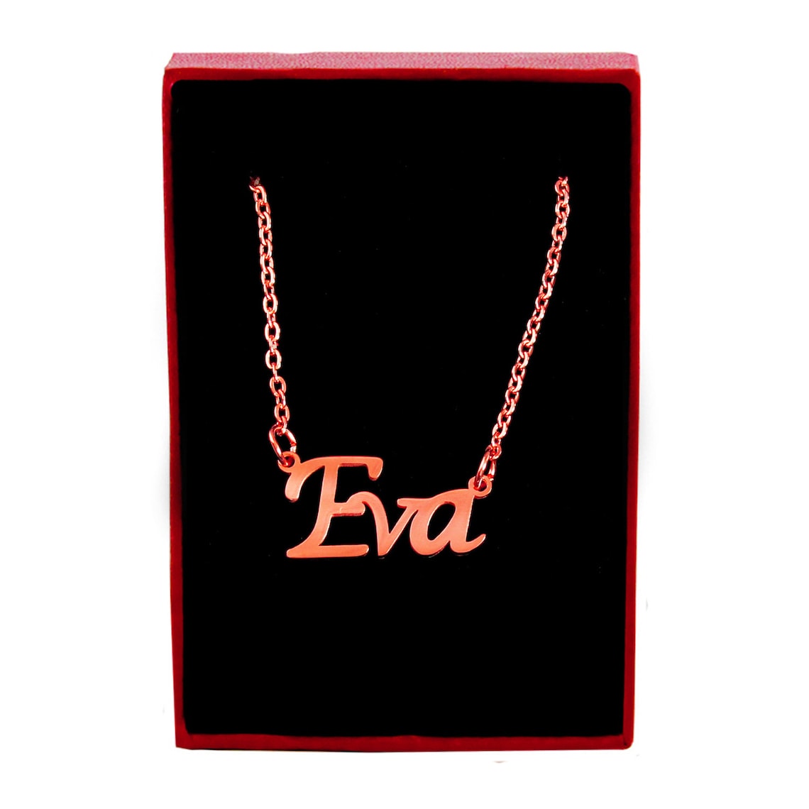 Name Necklace Eva 18ct Rose Gold/gold/silver Free Gift Box | Etsy