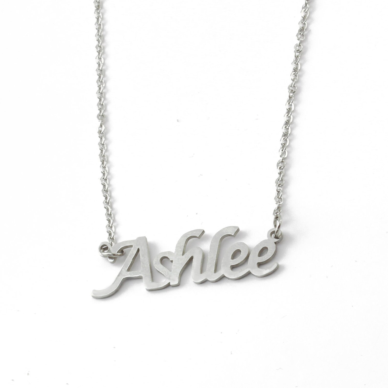 Ashlee Silver Tone Name Necklace Joyería personalizada - Etsy España