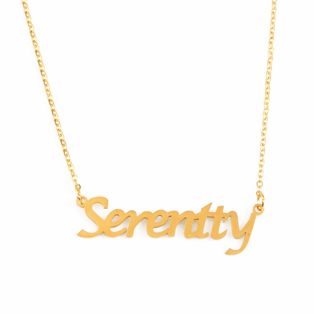 SERENITY - Name Necklace 18ct Gold Plated - Free Gift Box & Bag ...