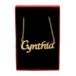 Cynthia Name Necklace 18ct Gold Plated Free Gift Box & Bag - Etsy