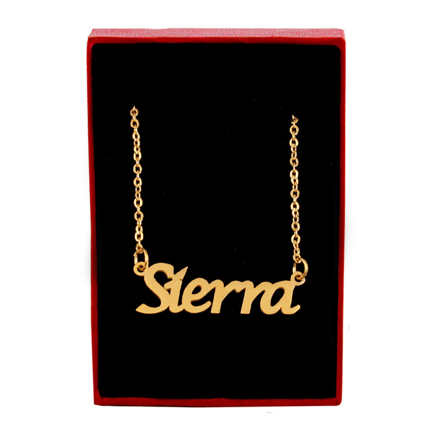 SIERRA - Name Necklace 18ct Gold Plated - Free Gift Box & Bag ...