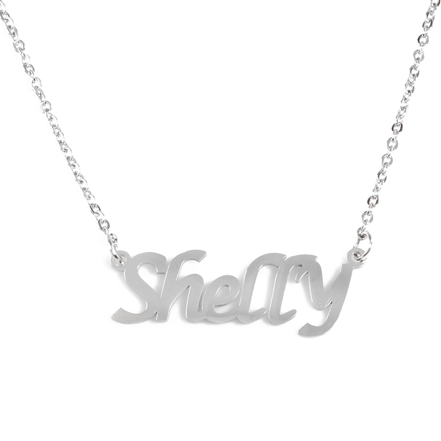 SHELLY Silver Tone Name Necklace Joyería personalizada - Etsy España