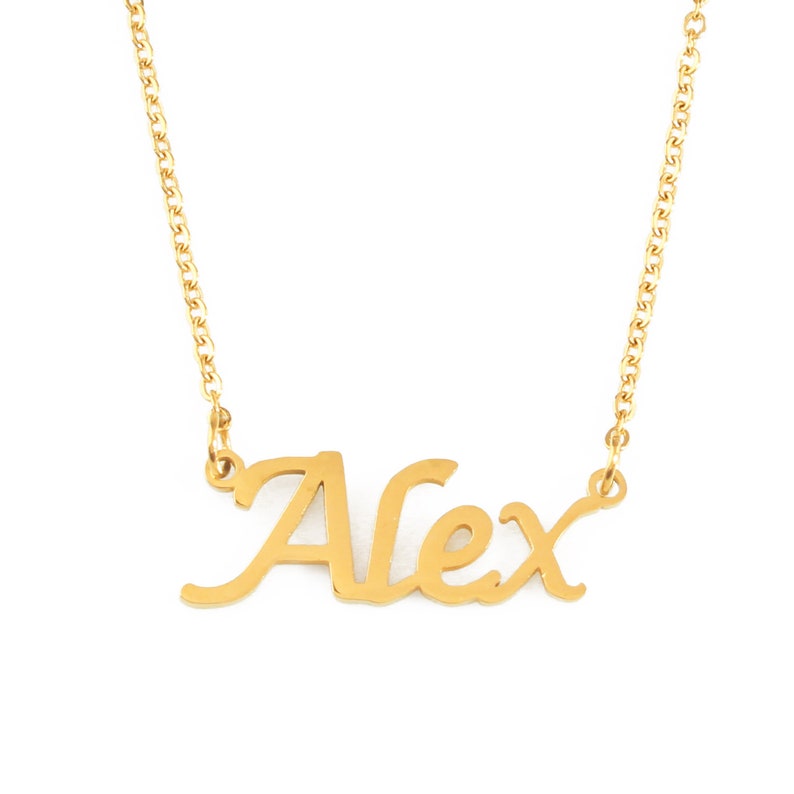 Alex Name Necklace 18ct Gold Plated Free Gift Box & Bag | Etsy