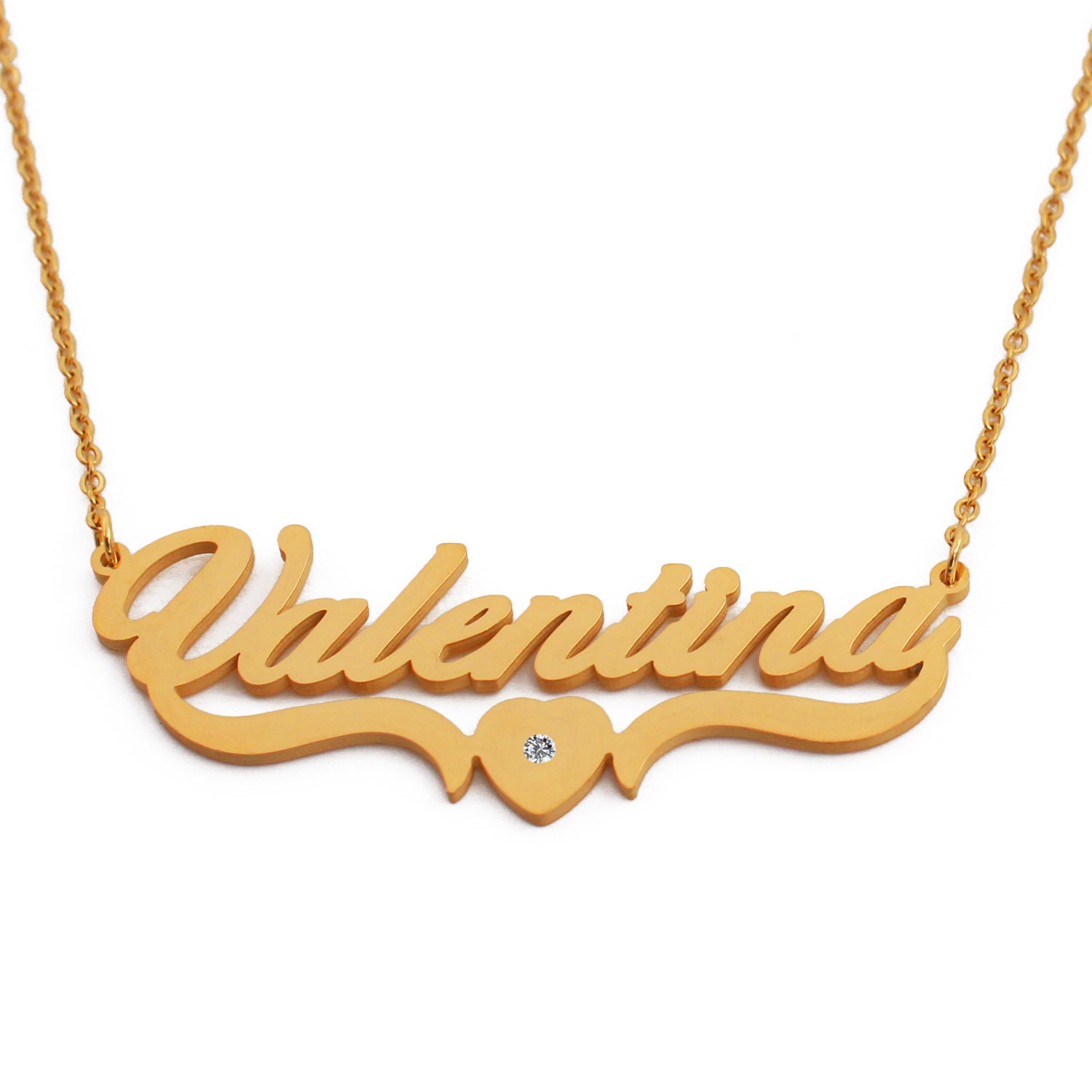 Valentina Gold Plated Heart Name Necklace Personalized Monogram Gifts ...