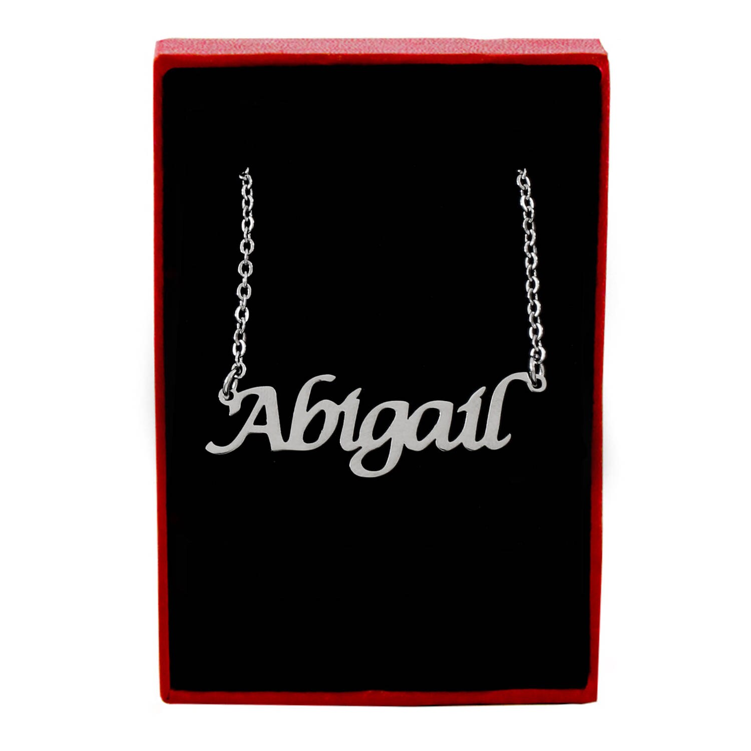 ABIGAIL - Silver Tone Name Necklace - Personalized Jewelery - Free Gift ...