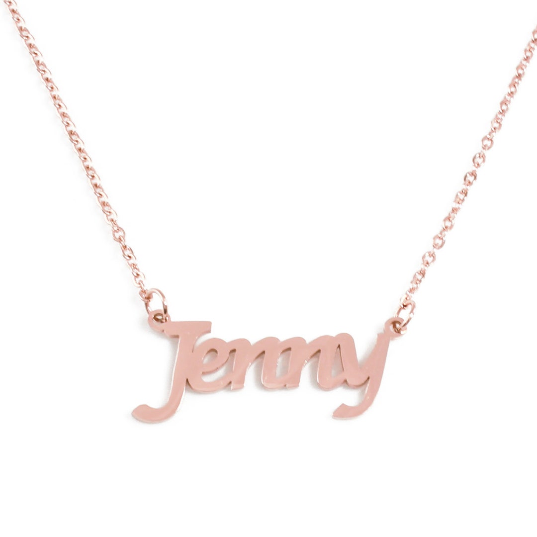 JENNY Rose Gold Personalized Name Necklace Free Gift Box & - Etsy