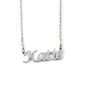 KATIE - Silver Tone Name Necklace - Personalized Jewelery - Free Gift ...