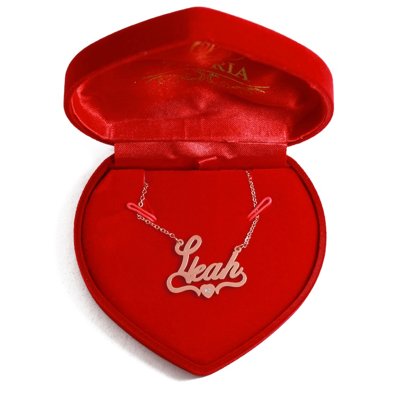LEAH - Personalized Custom Made Heart Shaped Name Necklace - 18ct Gold ...