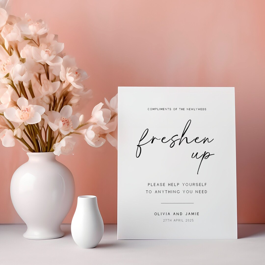 Personalised Freshen up Sign | Bathroom Toiletries Basket - Etsy