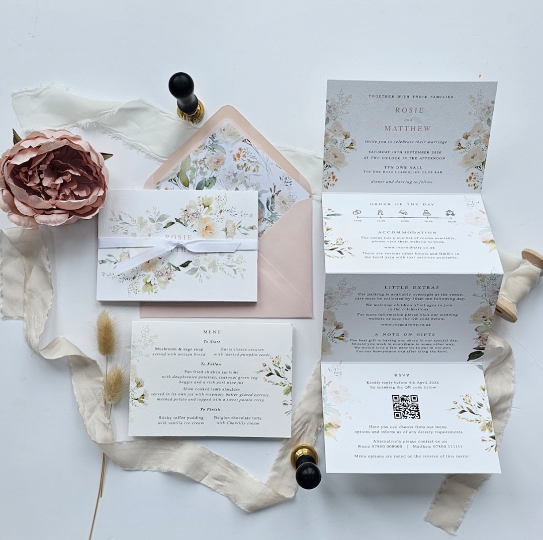 Wedding Invitations | Elena Concertina Trifold - Etsy