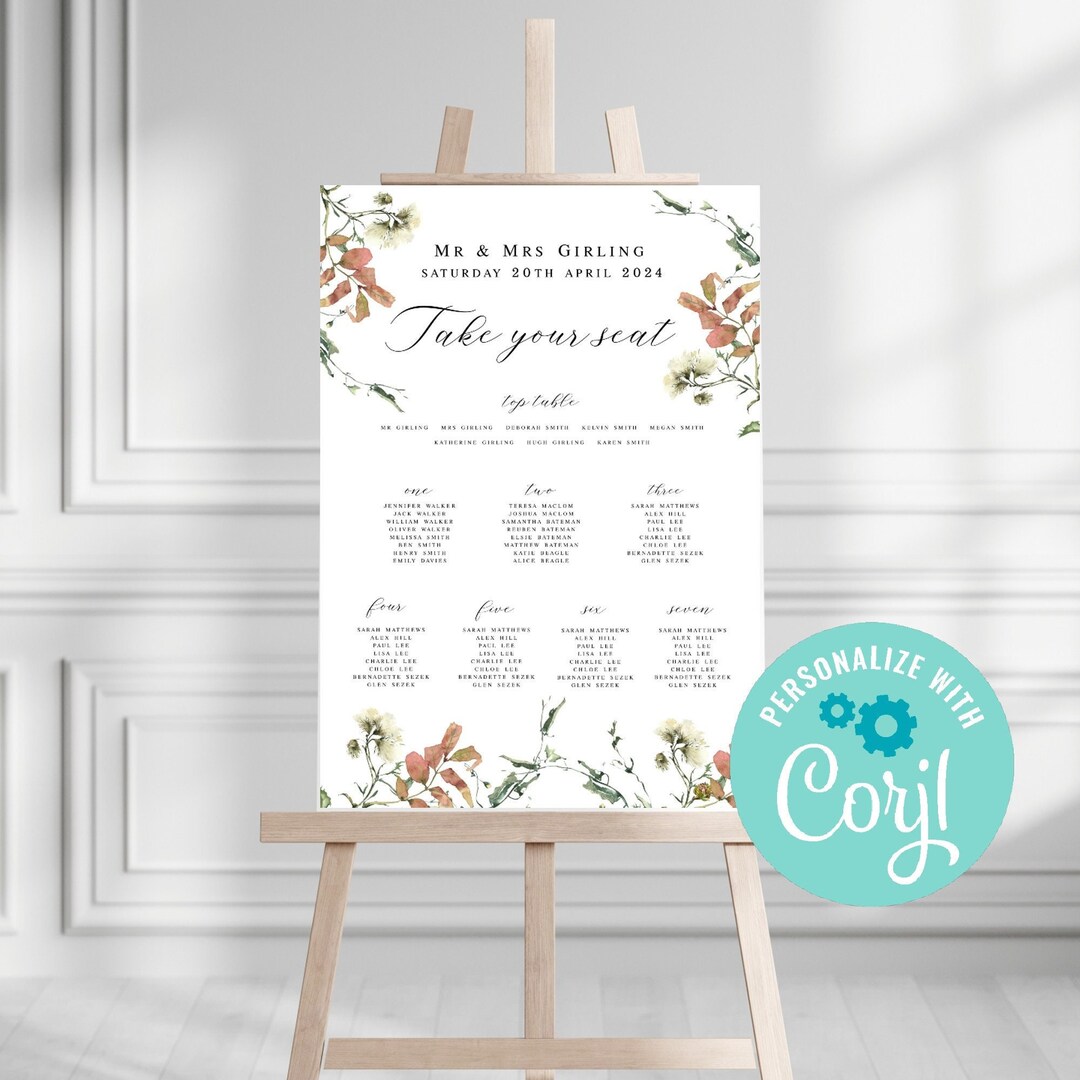 A1 Table Plan Florence Collection EDITABLE TEMPLATE - Etsy