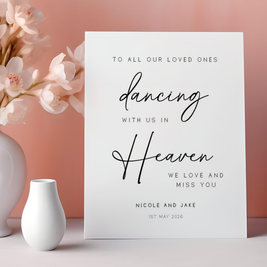 Dancing in Heaven Personalised Wedding Sign | in Loving Memory - Etsy