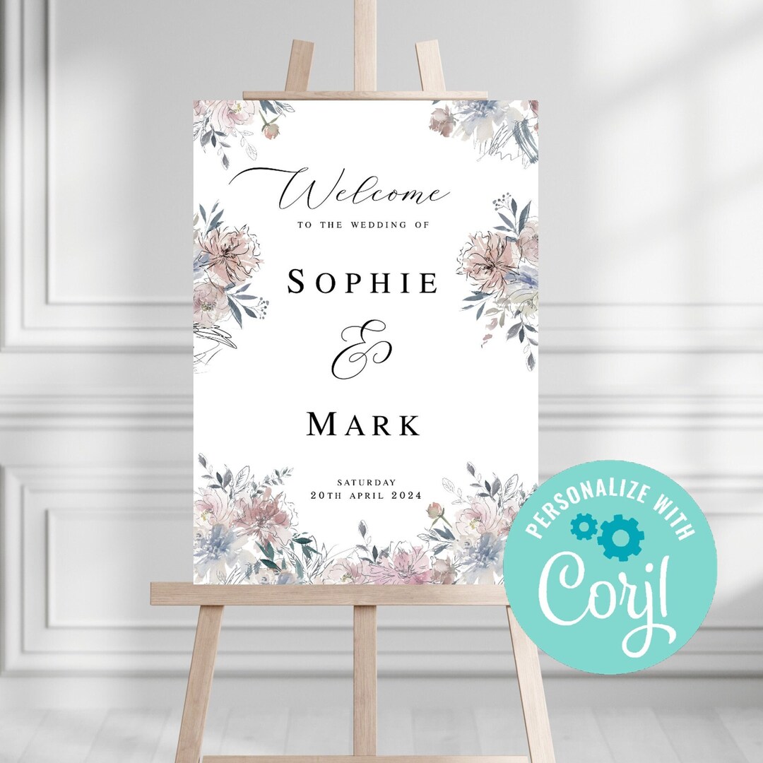 A1 & A3 Welcome Sign Gracie Collection EDITABLE TEMPLATE - Etsy
